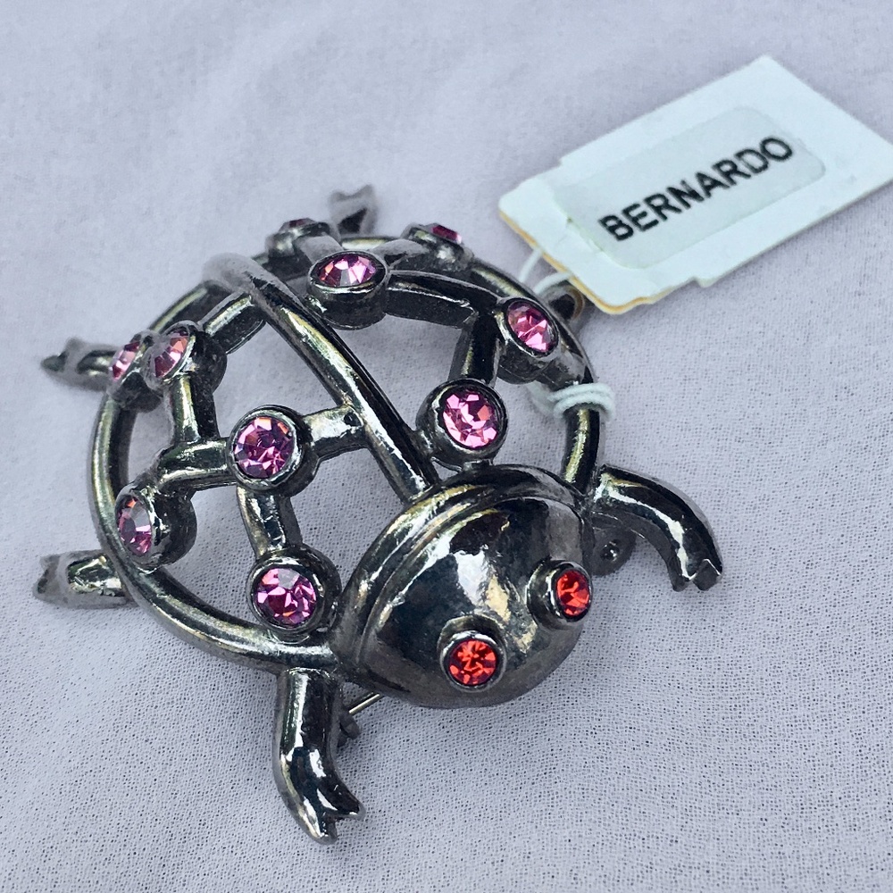 Modern Silverjeweled Ladybug Pin Brooch - Gem